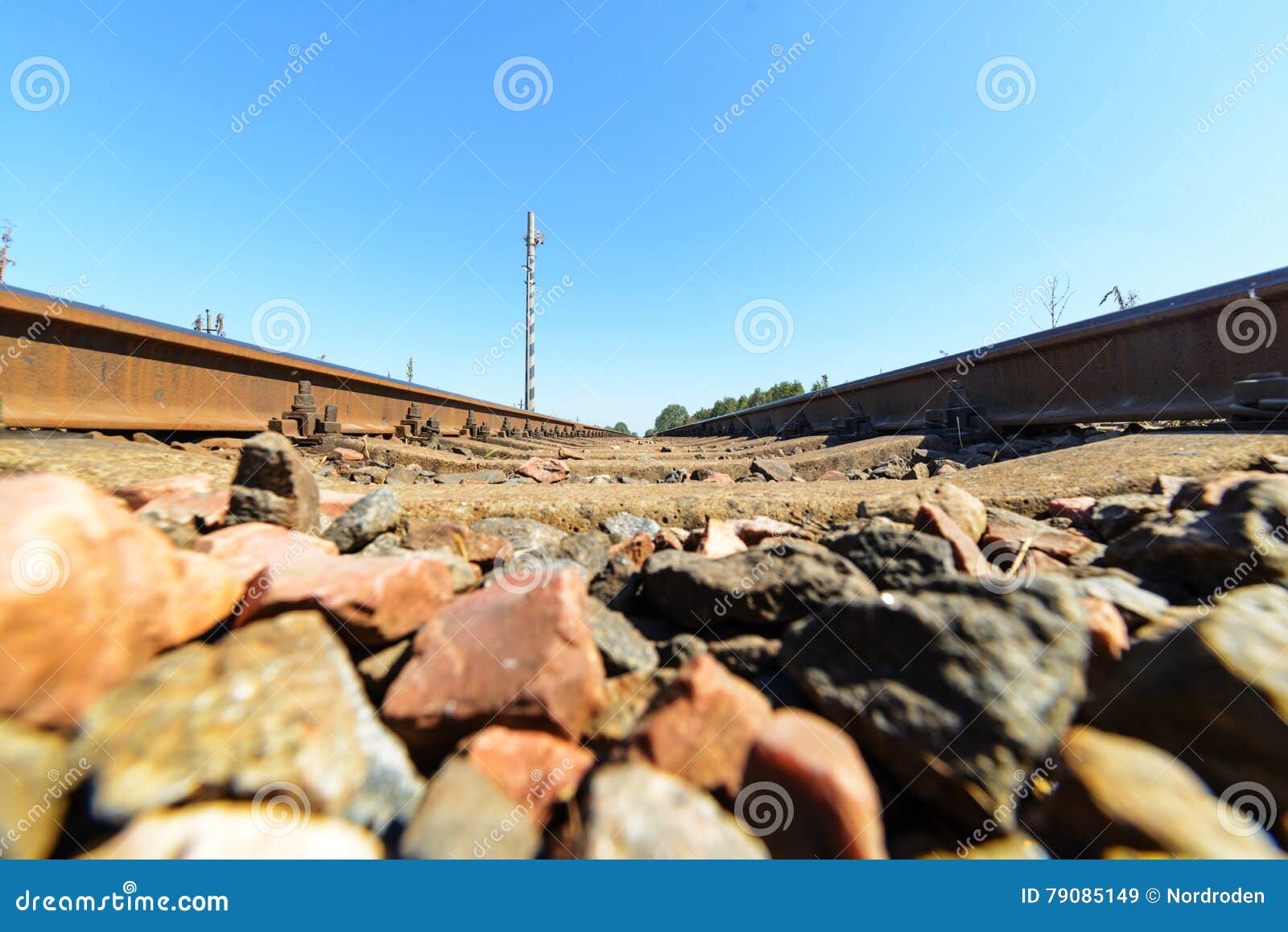 Railway Track. Shooting with a Very Low Point Stock Image - Image of ...