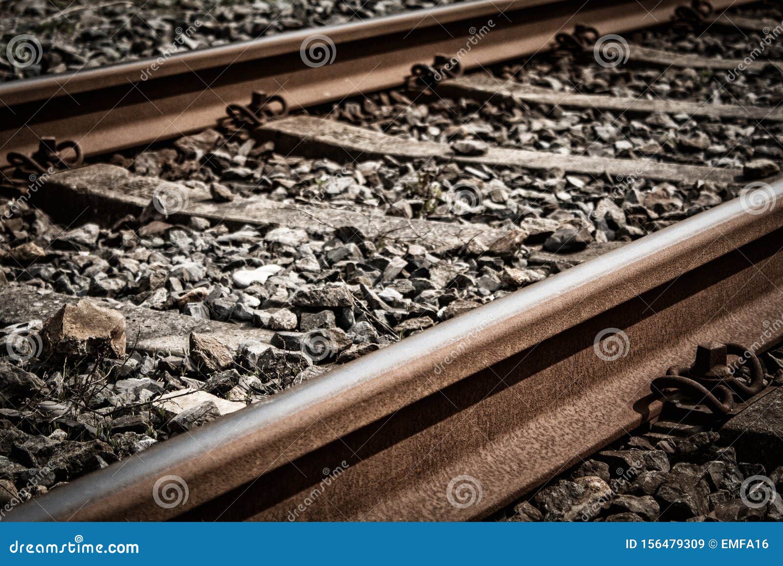 Railway Track, Sleepers and Ballast - Close Up Stock Image - Image of ...