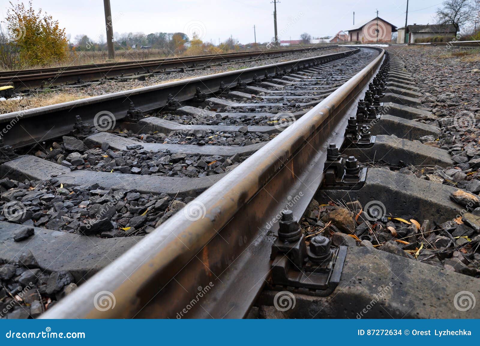 Railway track and sleepers stock photo. Image of cargo - 87272634