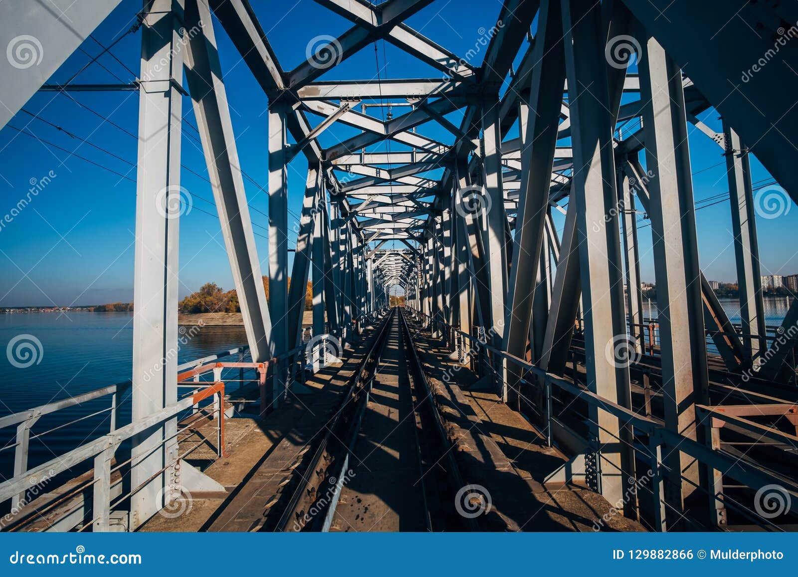 Railway Track on Steel Railway Bridge Over Voronezh River Stock Photo ...