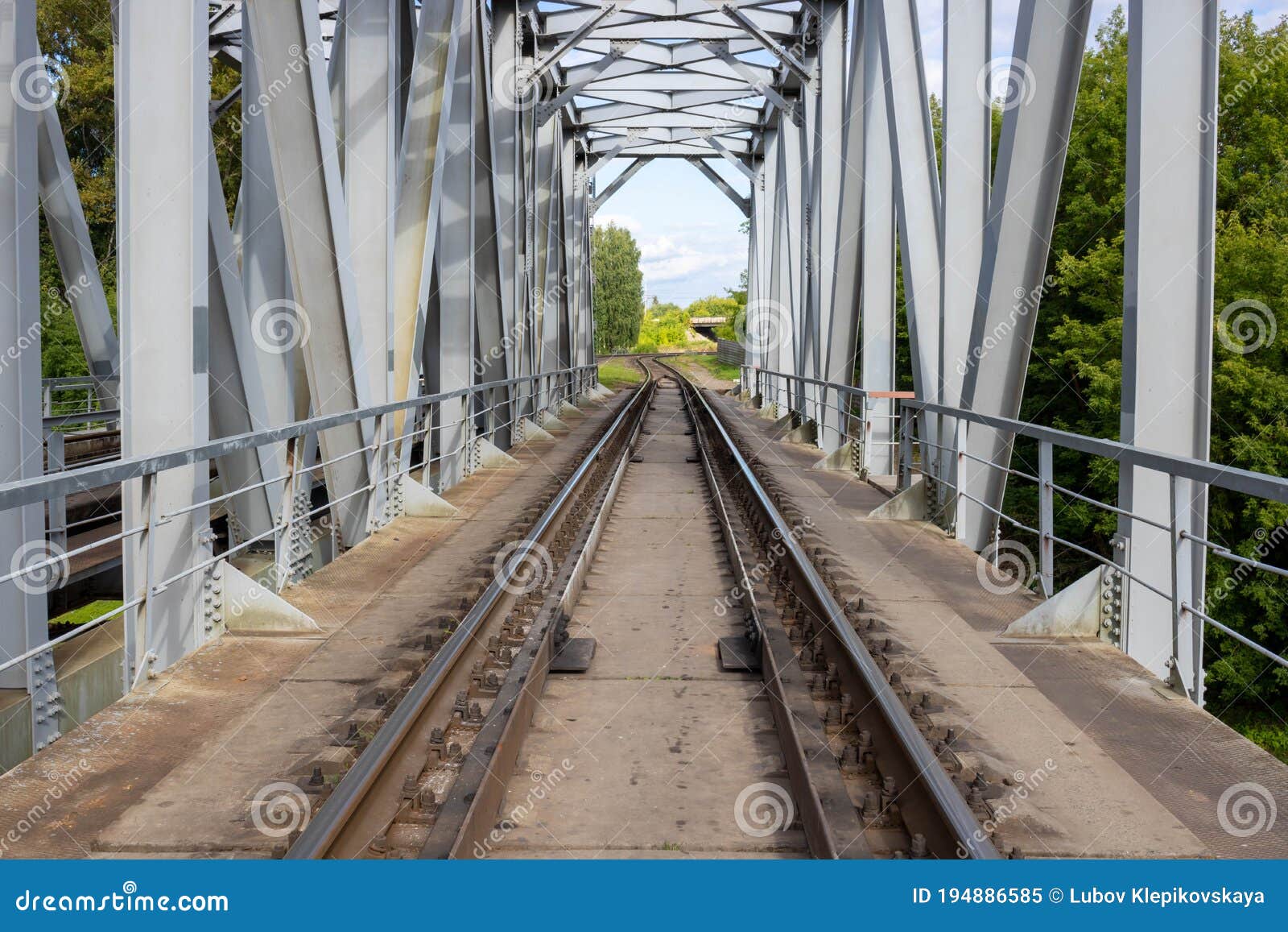 Railway Track on a Steel Bridge Structure in the Countryside Stock ...