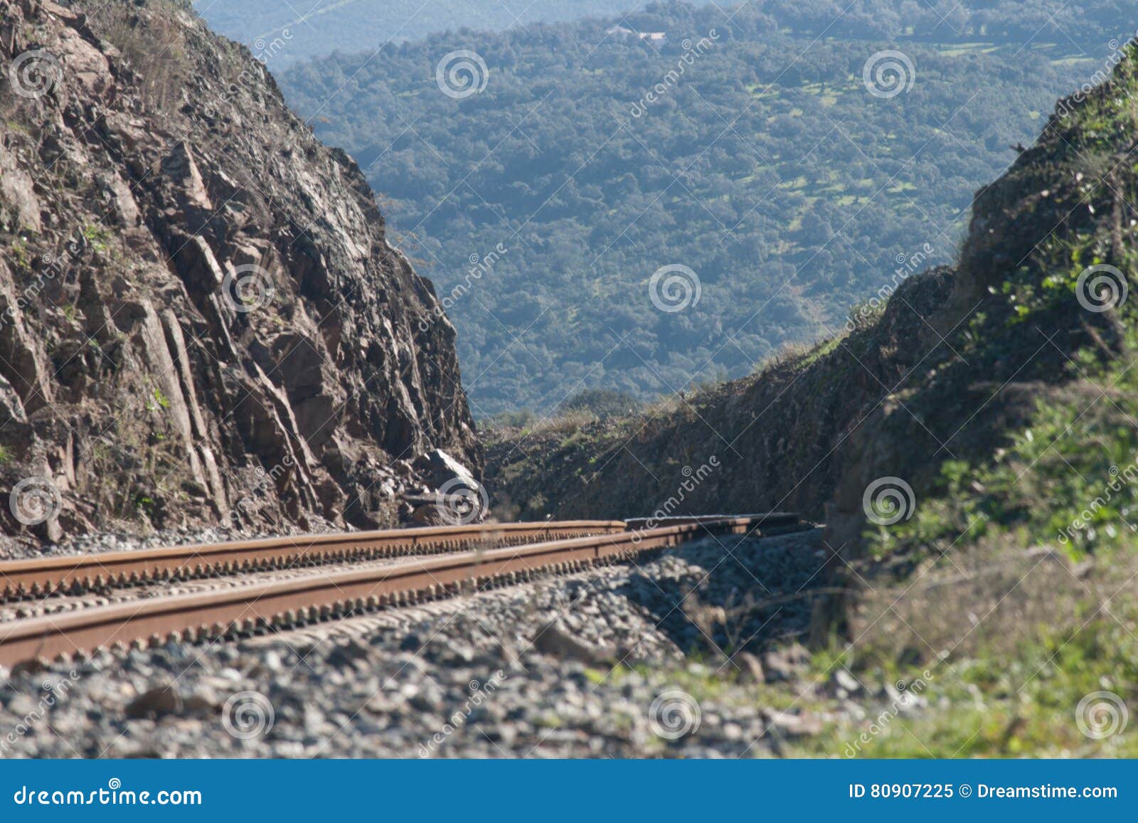Railway Track between Stone Walls Stock Image - Image of walls, tracks ...