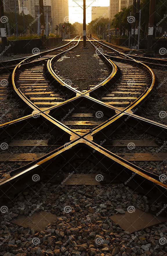 Railway Track with Switch and Interchange Stock Photo - Image of ...