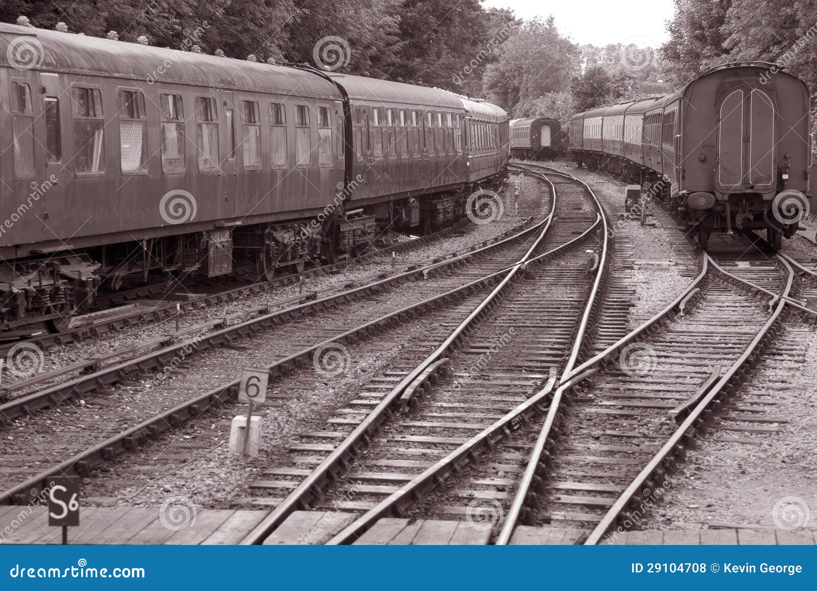 Railway Track with Train Carriages Stock Photo - Image of railroad ...