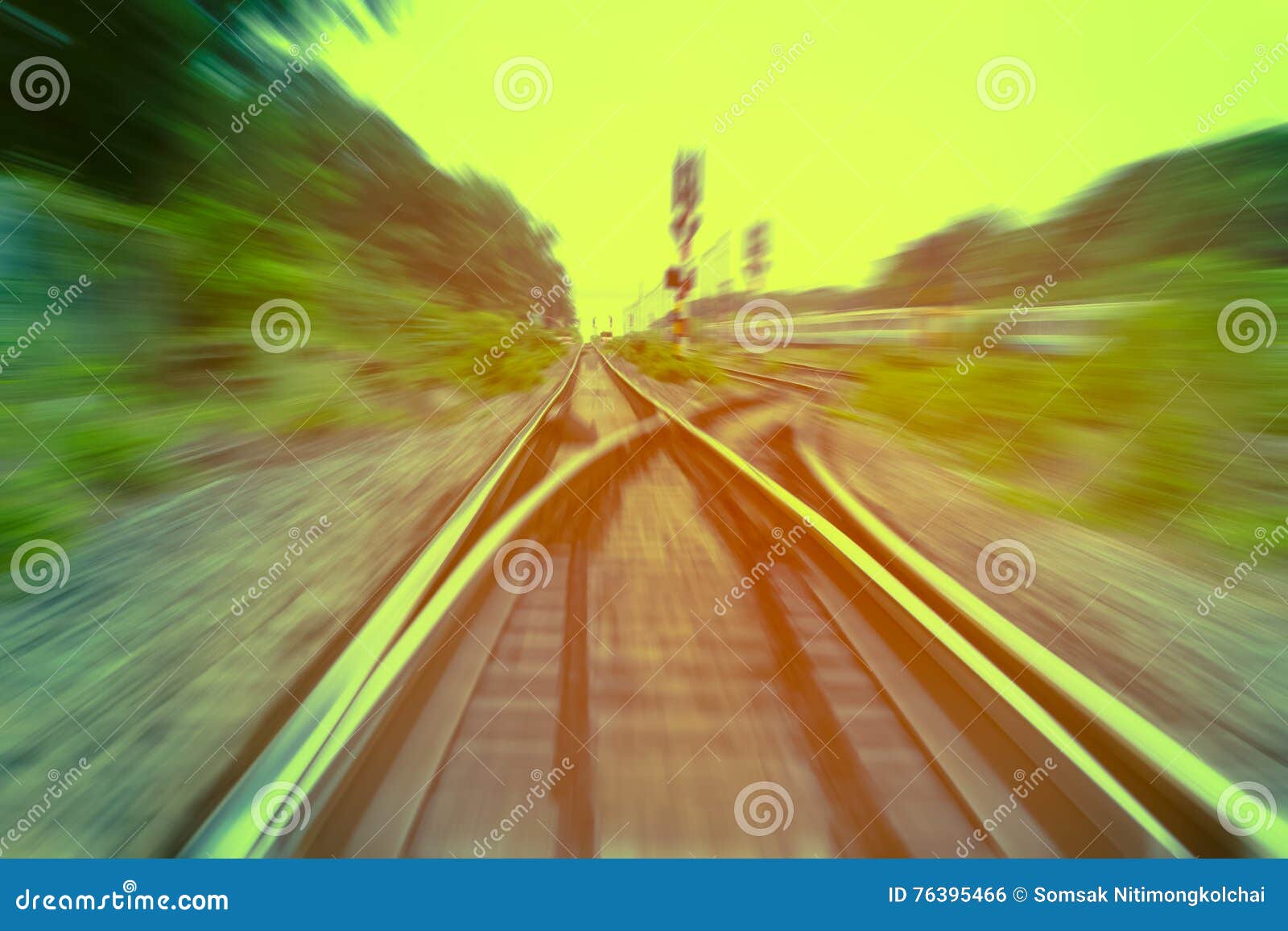 Railway Track, Train Fast Run on Railway Track Stock Photo - Image of ...