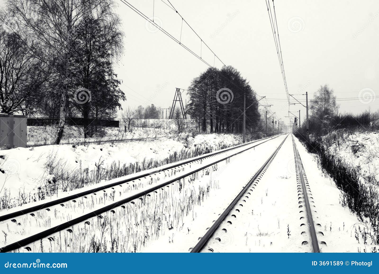 Railway track in winter stock image. Image of rural, railroad - 3691589