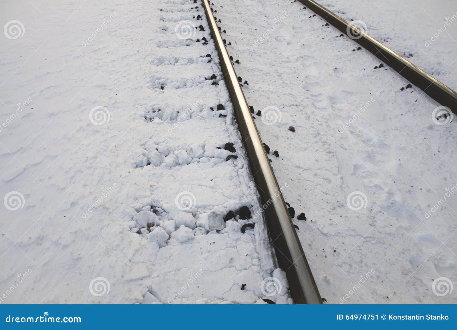 Railway track in winter stock image. Image of hoggin - 64974751