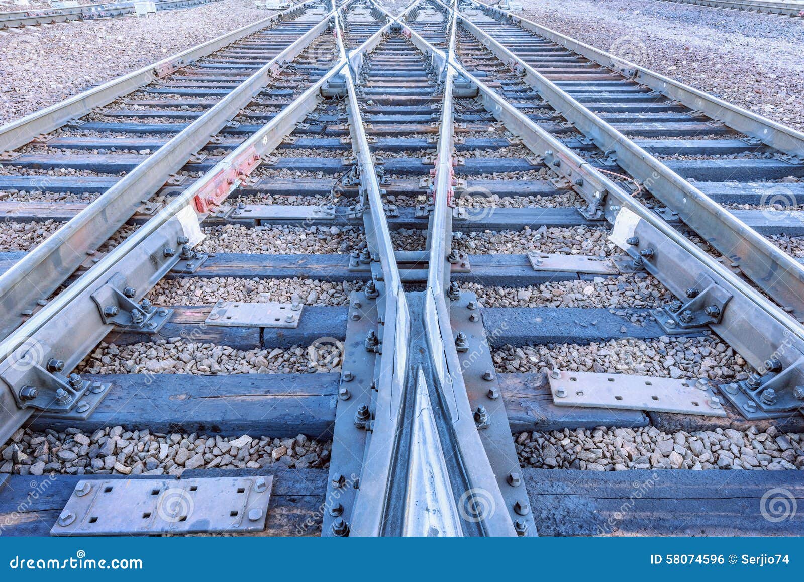 Railway Tracks on the Big Station. Stock Photo - Image of logistic ...