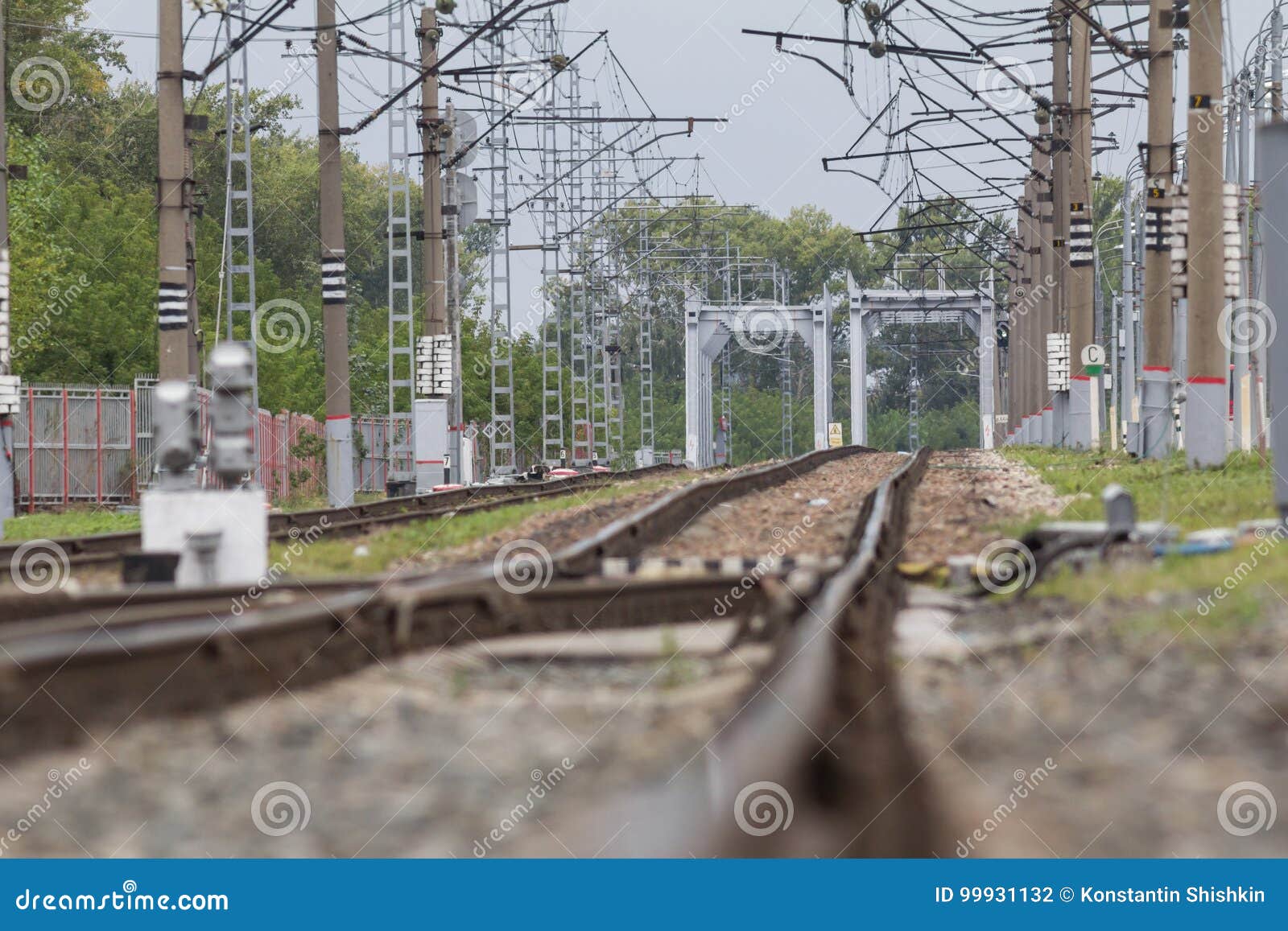 Railway Tracks and Bridge - Infrastructure for Train , Telephoto Stock ...
