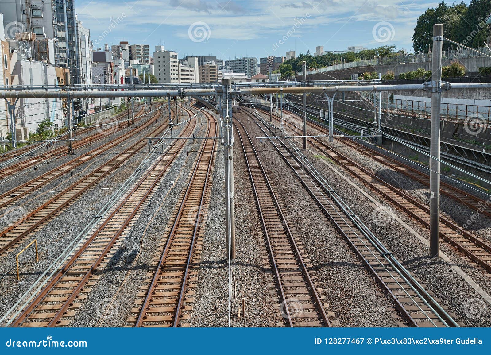 Railway Tracks in a City stock image. Image of railway - 128277467