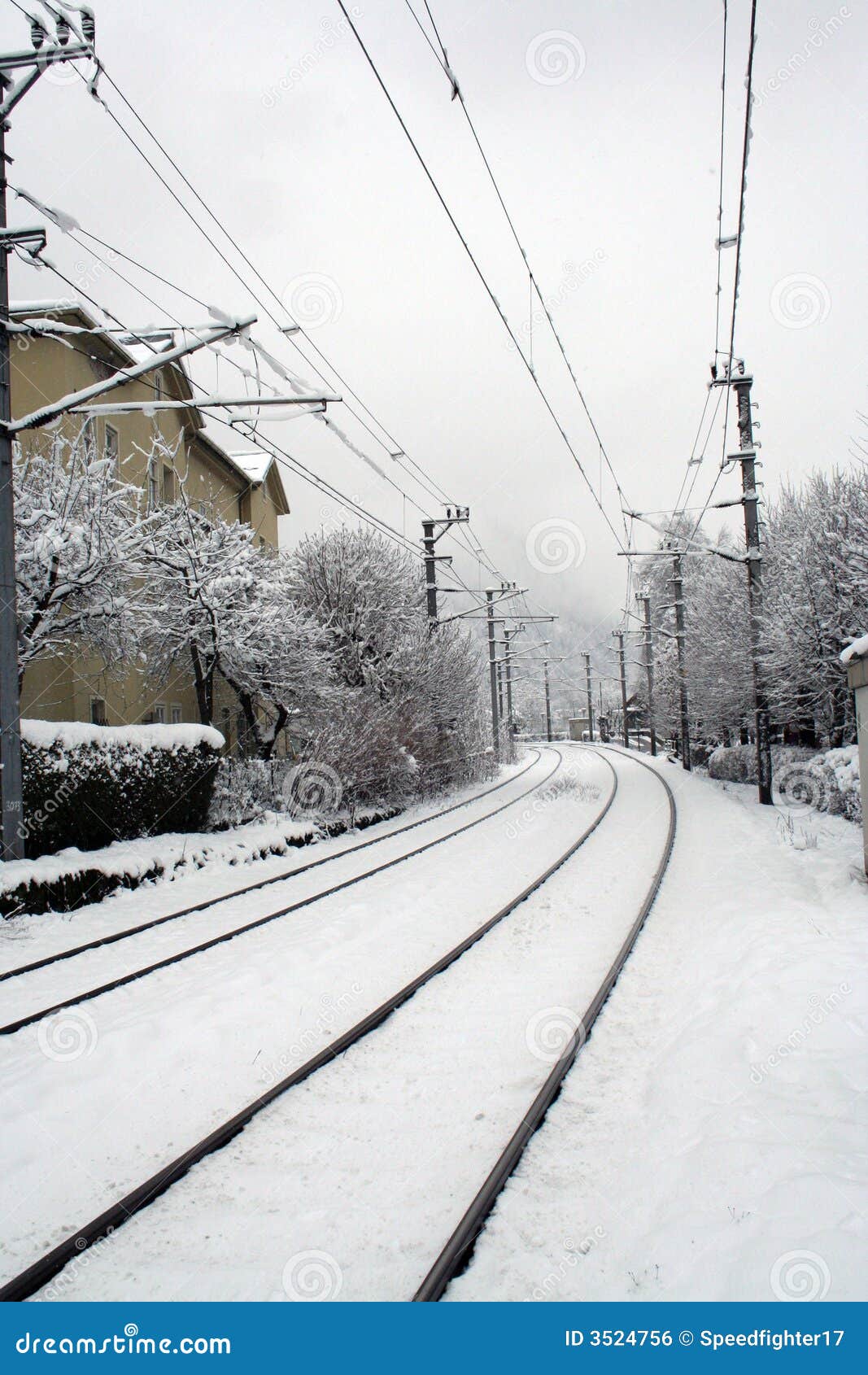 Railway Tracks Covered in Snow Stock Photo - Image of snowy, seasonal ...
