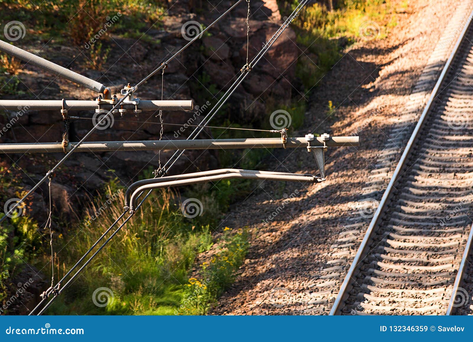 Railway Tracks and Electrical Wires Stock Image - Image of journey ...