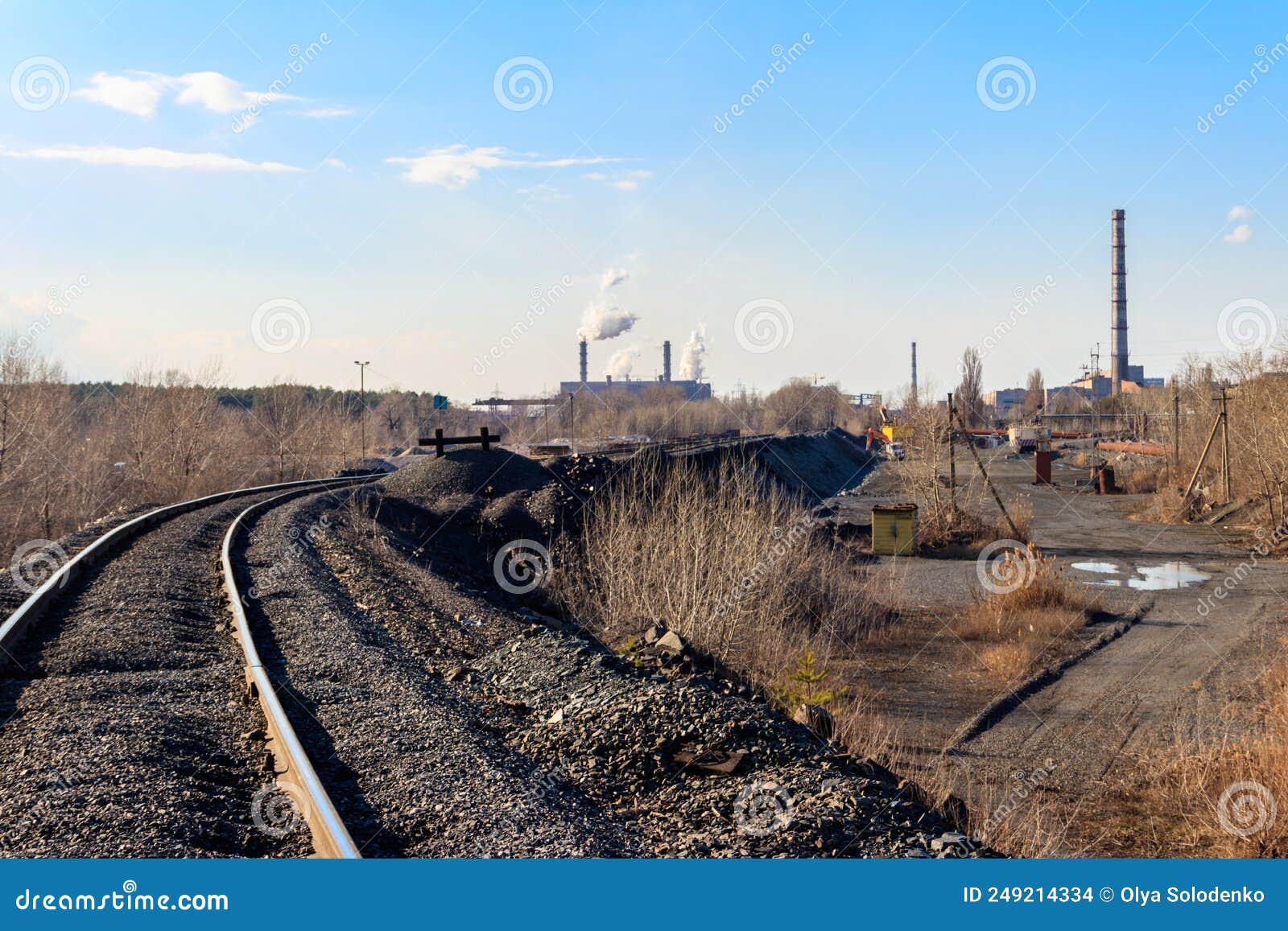 Railway Tracks in Industrial Zone with Factories Stock Photo - Image of ...
