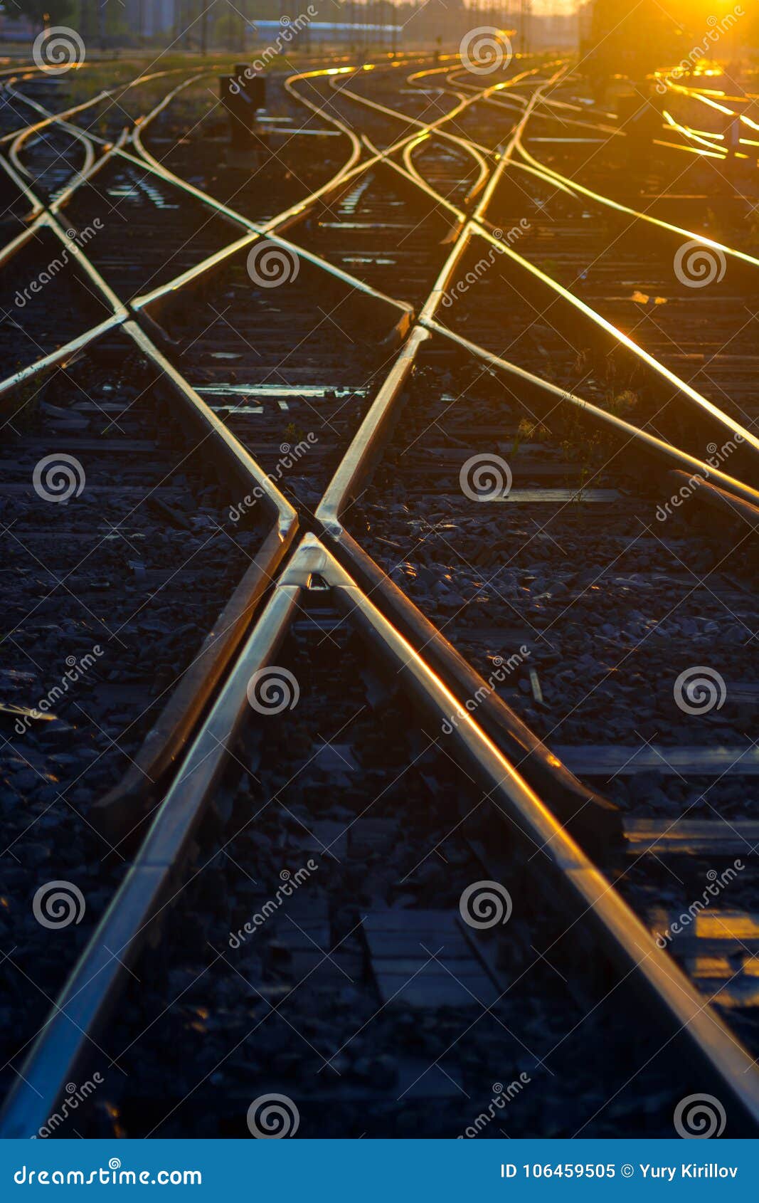 Railway Tracks Intersection Stock Image - Image of railroad, rails ...