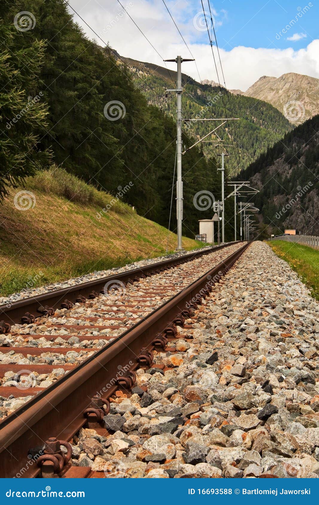 Railway Tracks in Mountains. Stock Photo - Image of clouds, landscape ...