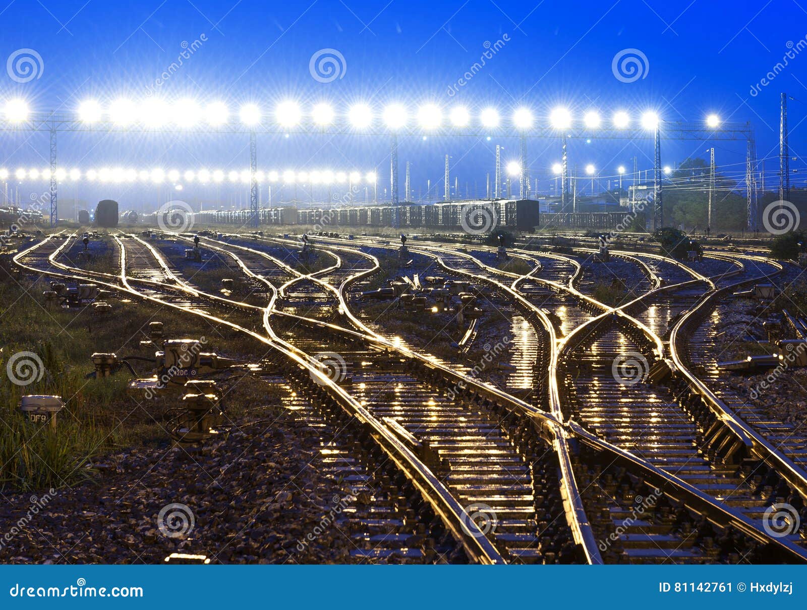 Railway tracks on the rail stock image. Image of focus - 81142761