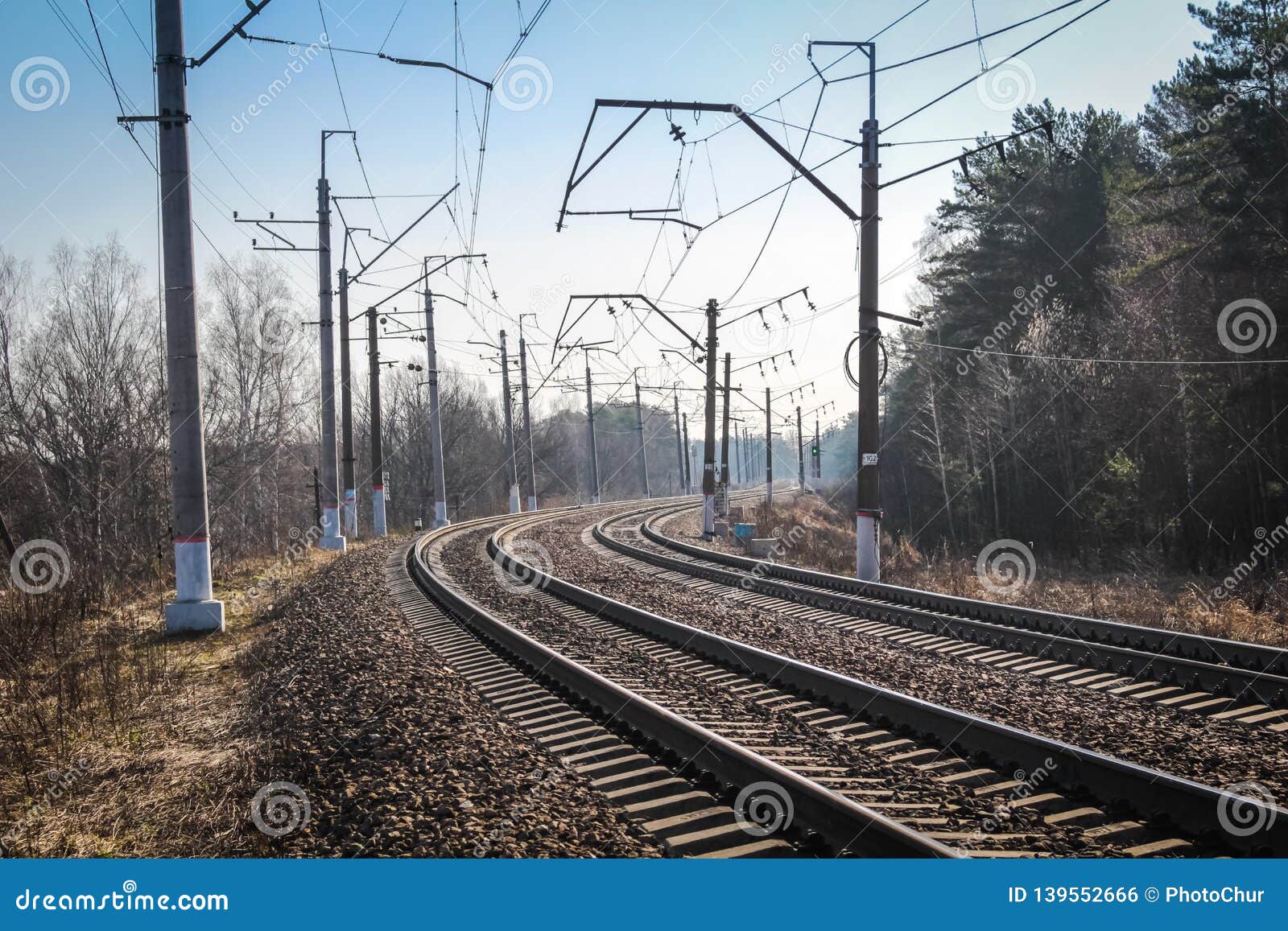 Railway Tracks with a Sharp Turn Stock Photo - Image of rustic ...