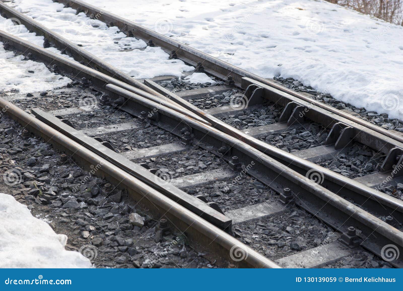 Railway Tracks and Switch in Snow Stock Image - Image of sign, forward ...