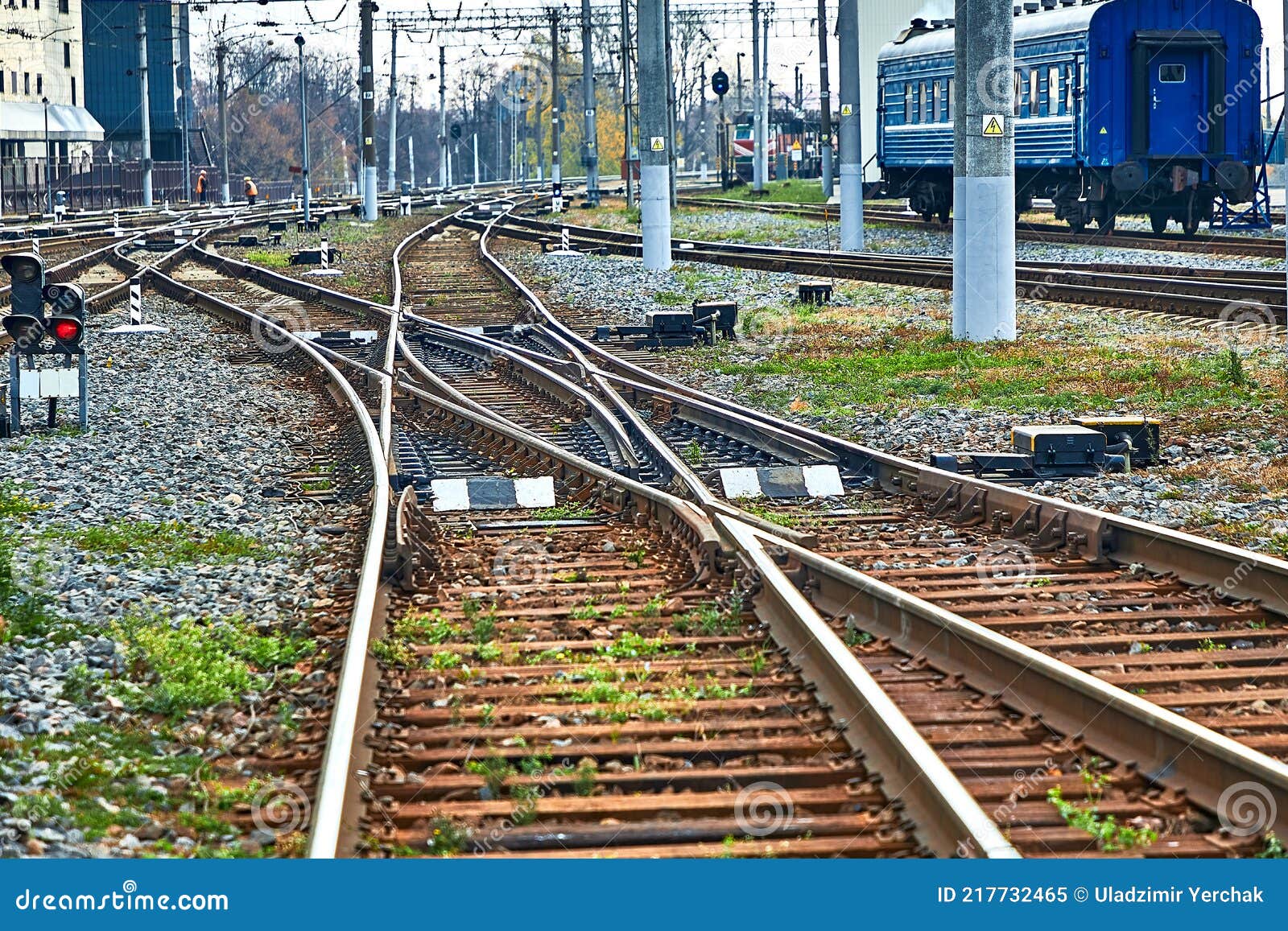 Railway Tracks with Switches and Interchanges at the Main Station with ...