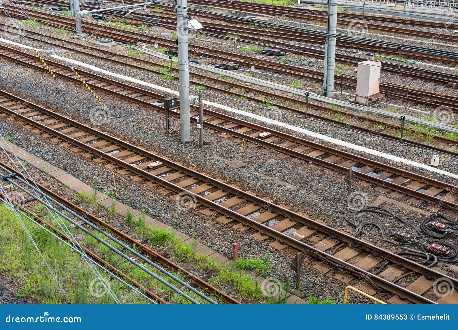 Railway Tracks. View from Above Stock Image - Image of permanent ...