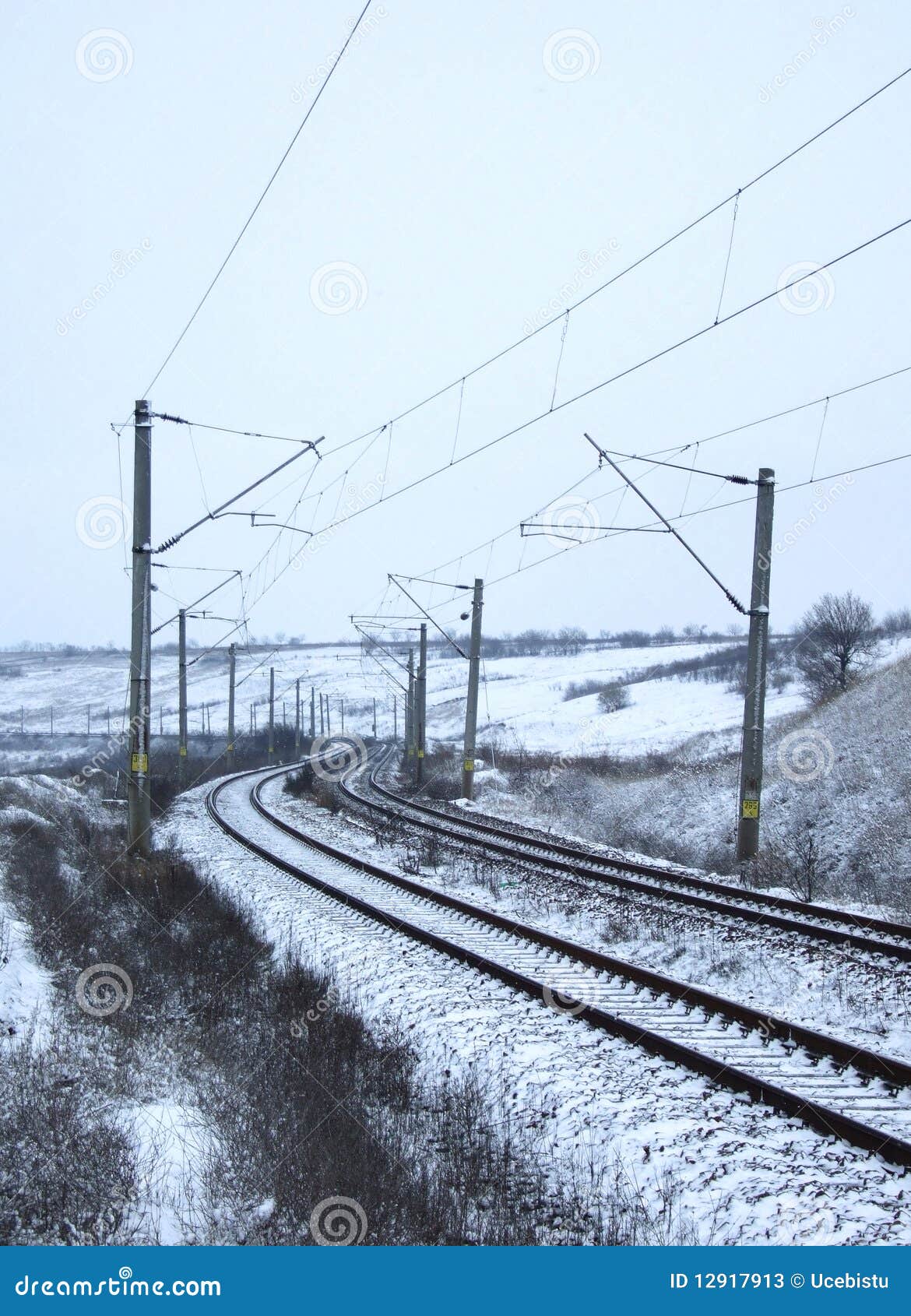 Railway tracks in winter stock image. Image of freight - 12917913
