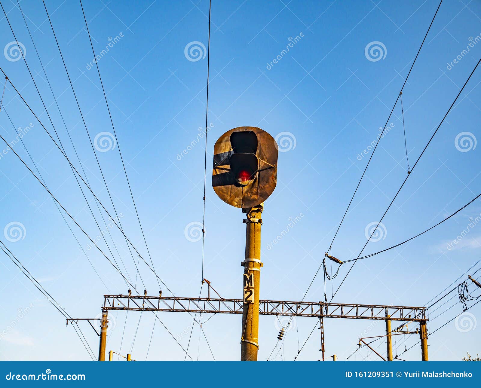 Railway Traffic Light of Red Color Stock Image - Image of lamp, railway ...