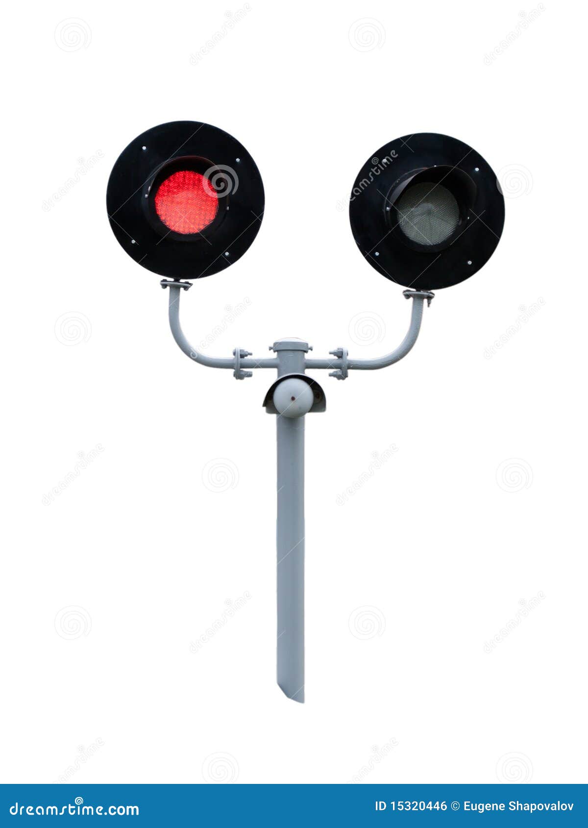 Railway Traffic Light Shows Blue Signal On Railway And Railway With ...