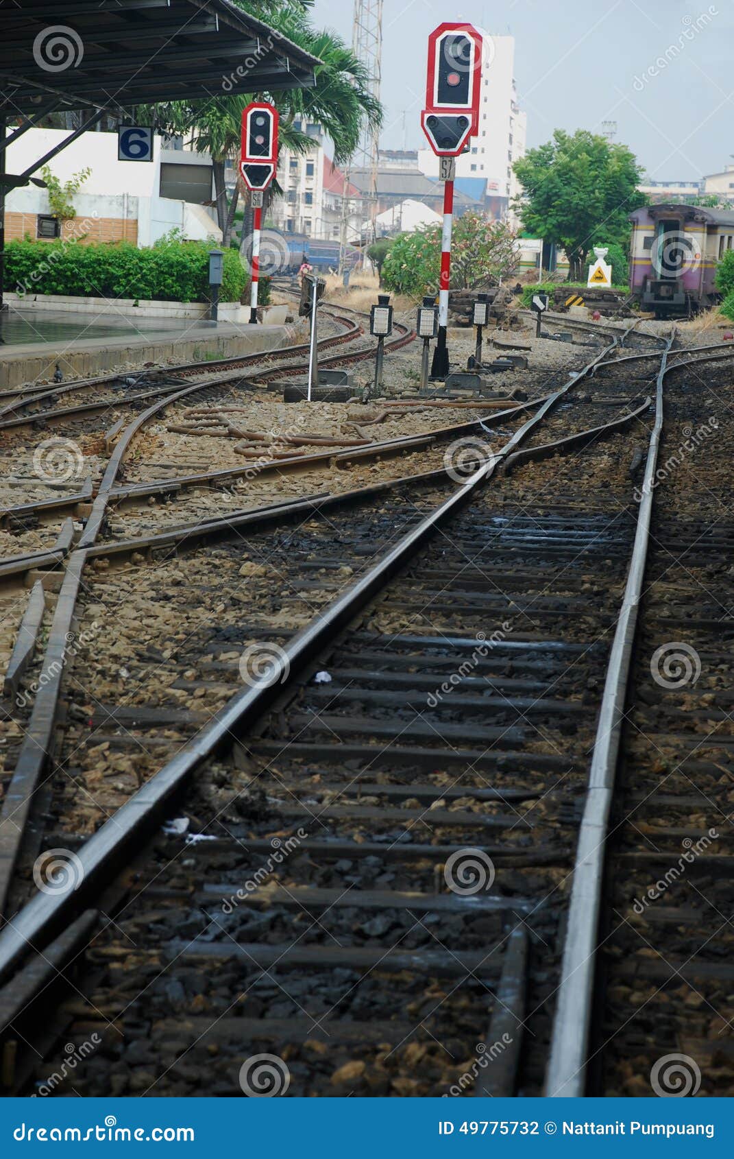 Railway with Traffic Lights Stock Photo - Image of future, commute ...