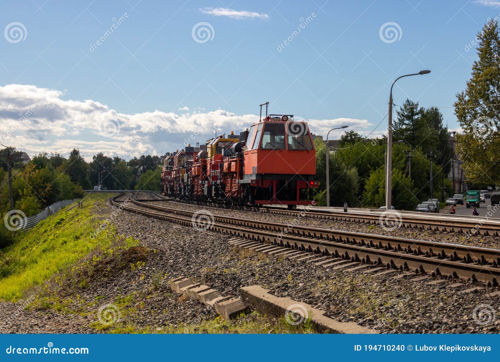 The Railway and the Train Goes Around the Bend Stock Photo - Image of ...