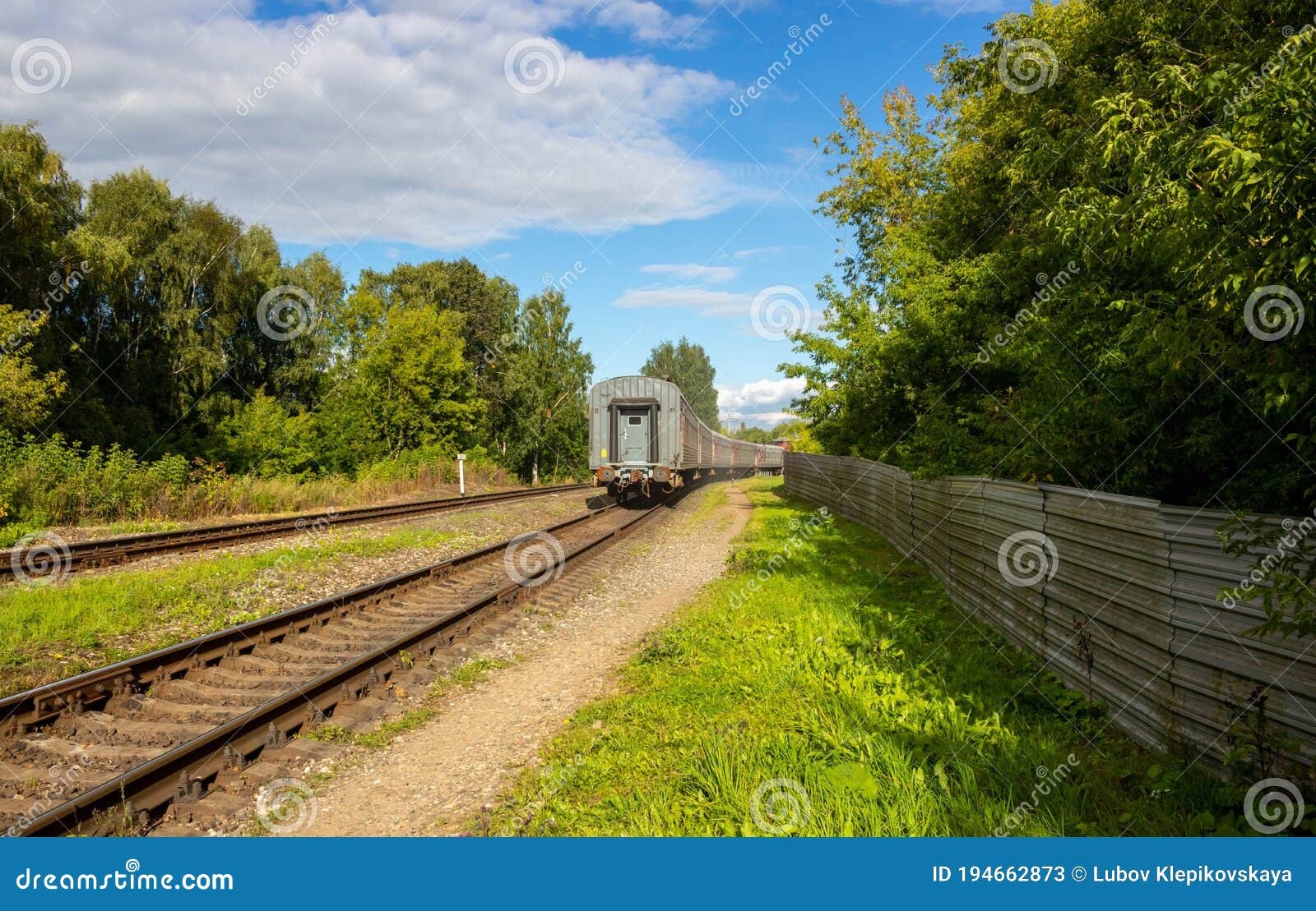 The Railway and the Train Goes Around the Bend Stock Image - Image of ...