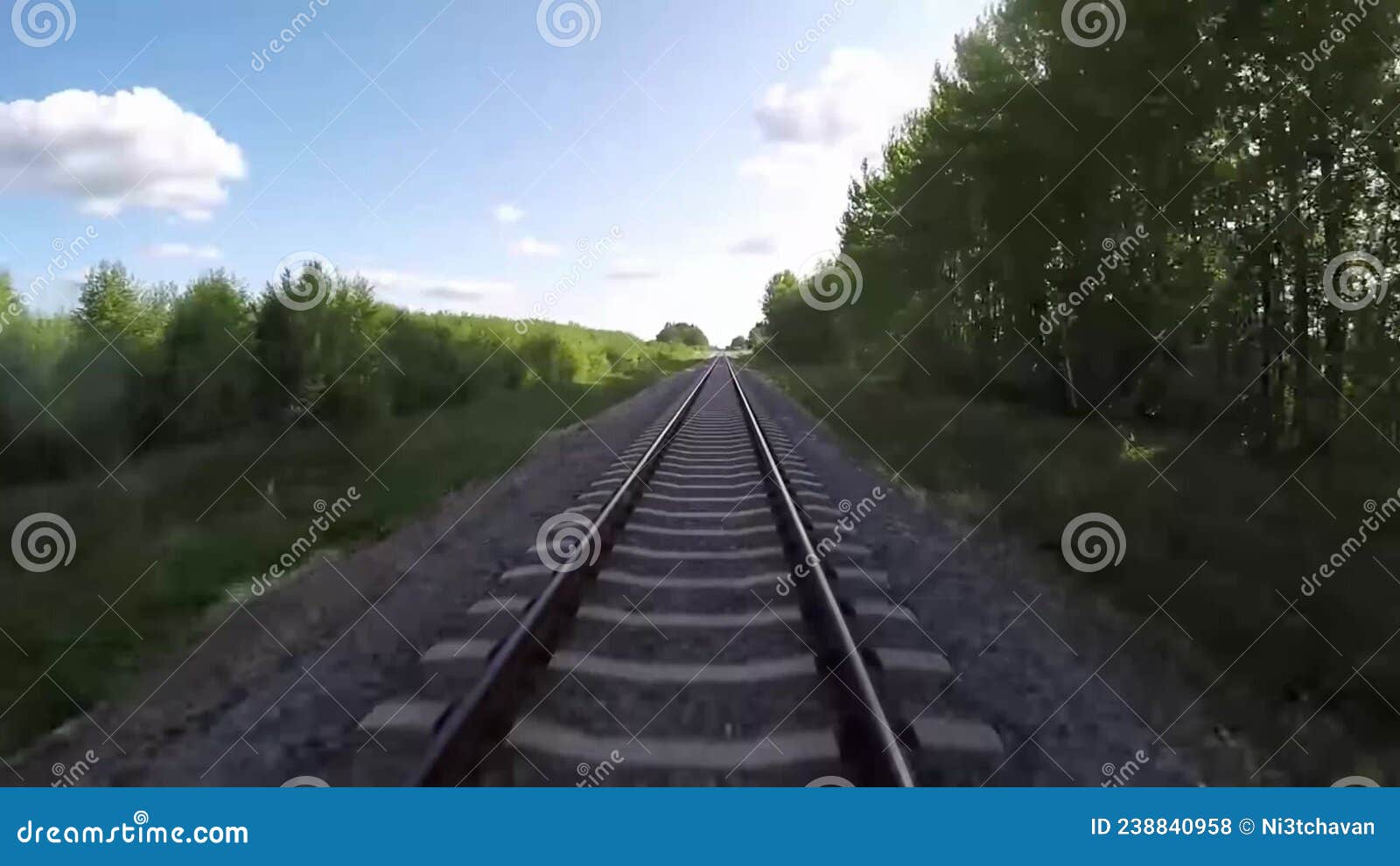 Railway Train Journey Point of View from Driver`s View. Track Seen from ...