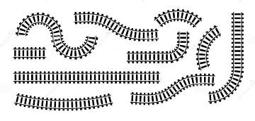 Railway Train Track Vector Route. Rail Pattern Round Circular Curve ...
