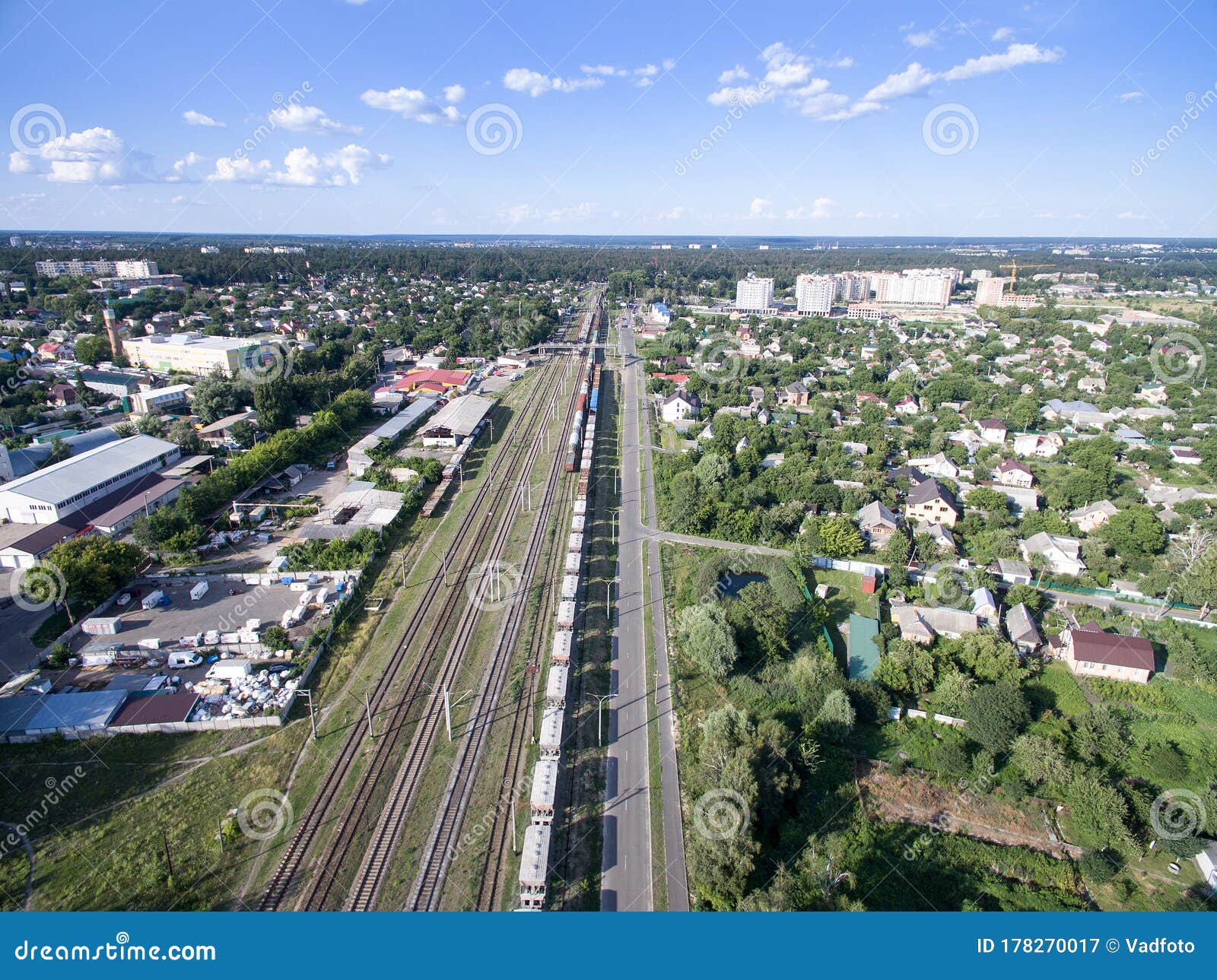 Railway, Trains with Wagons, Top View Stock Image - Image of platform ...