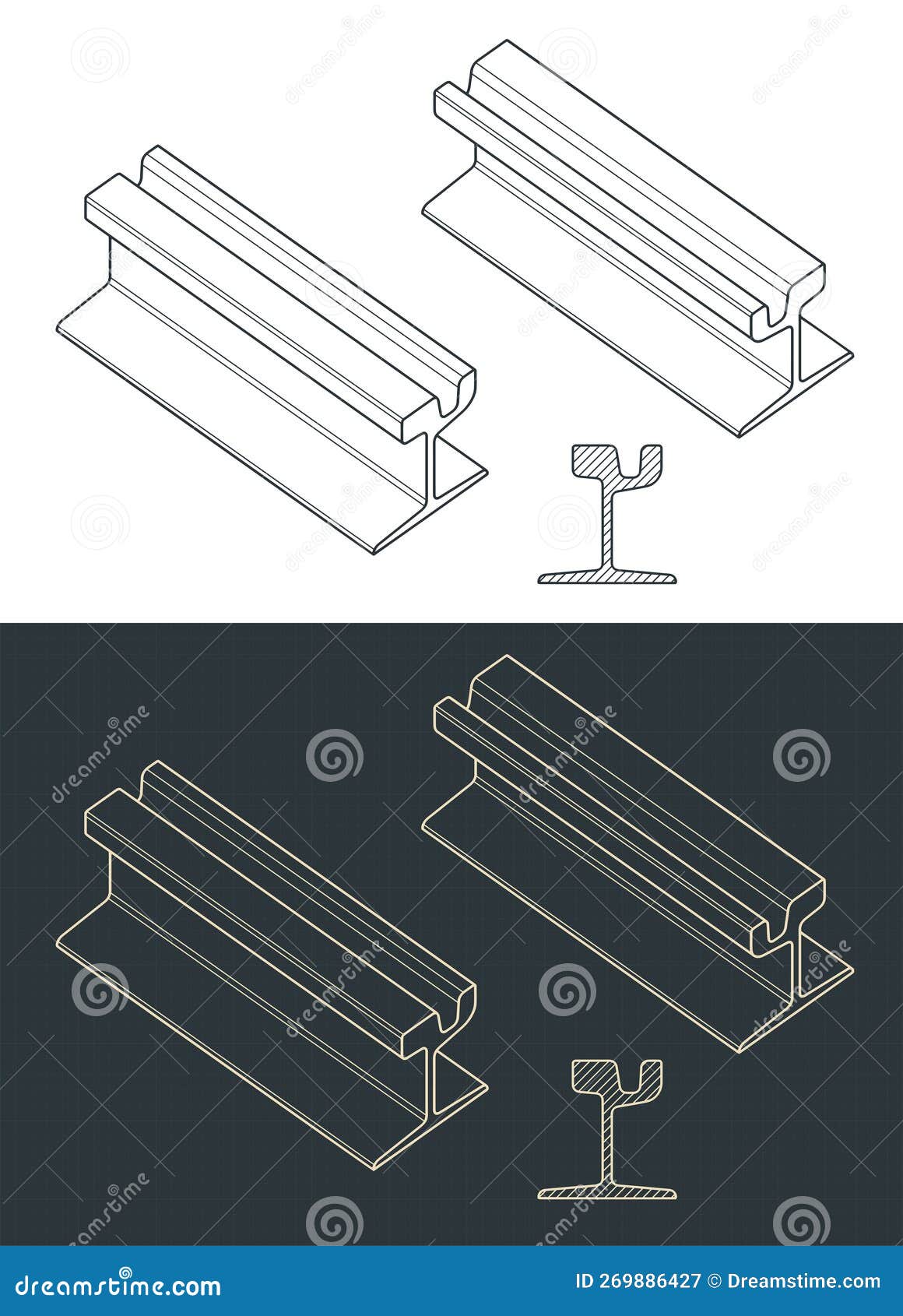 Railway for Tram Blueprints Stock Vector - Illustration of outline ...