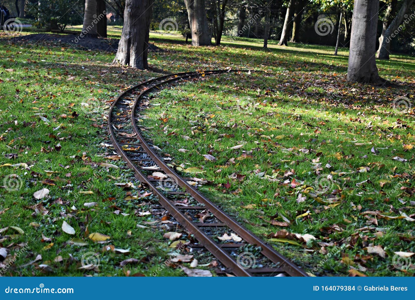 Railway or Tramway Track in a Park. Stock Photo - Image of children ...