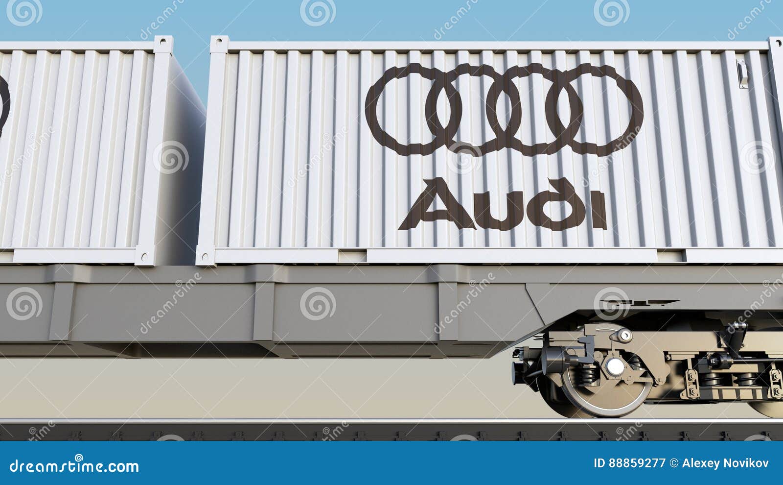 Railway Transportation of Containers with Audi Logo. Editorial 3D ...