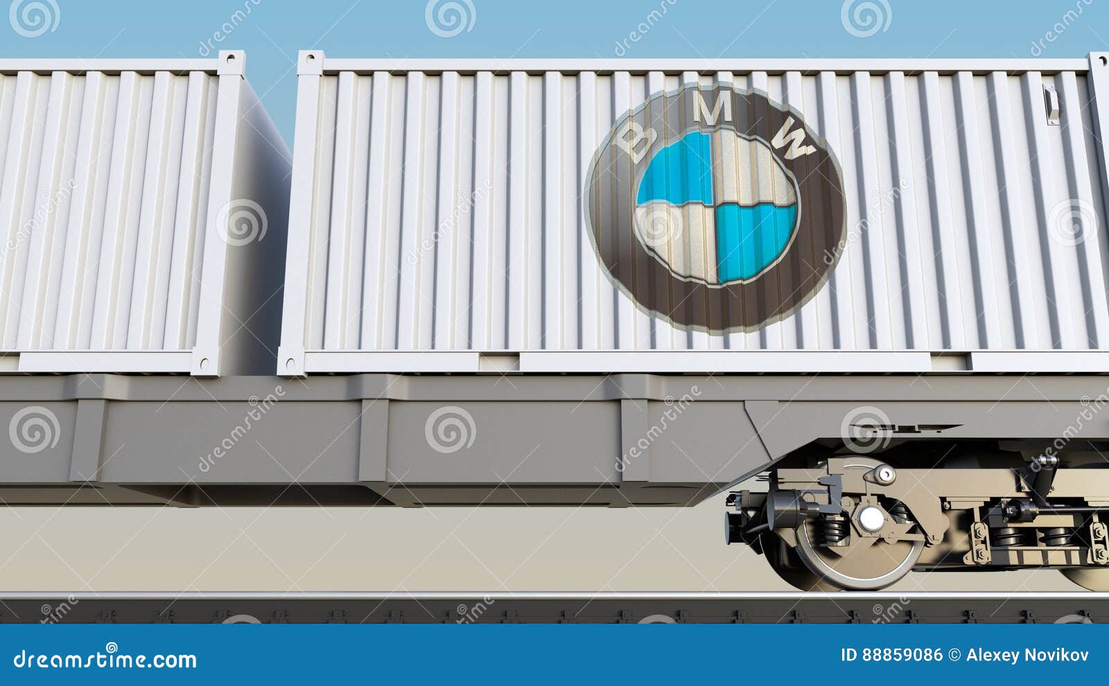 Railway Transportation of Containers with BMW Logo. Editorial 3D ...