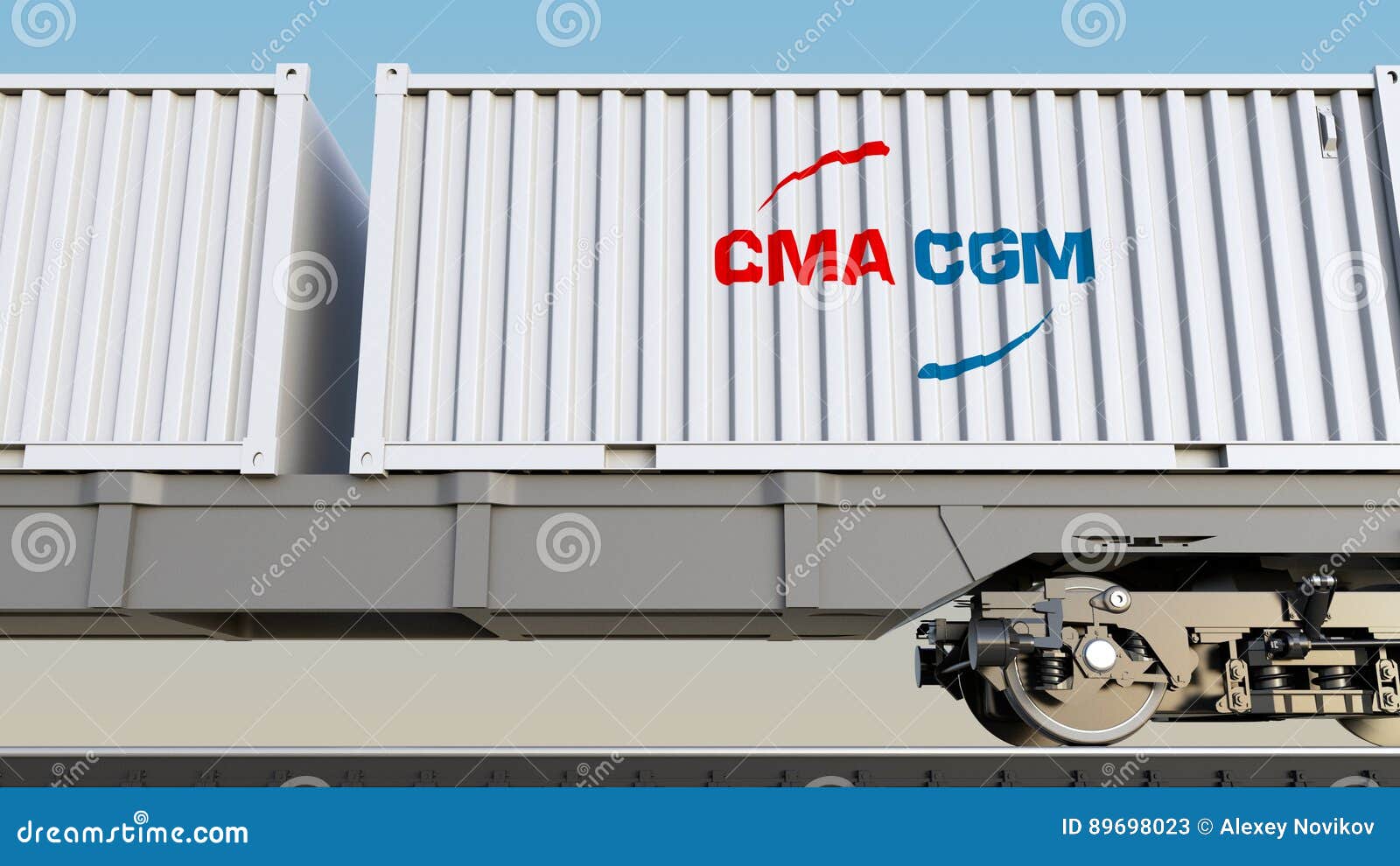 Railway Transportation of Containers with CMA CGM Logo. Editorial 3D ...