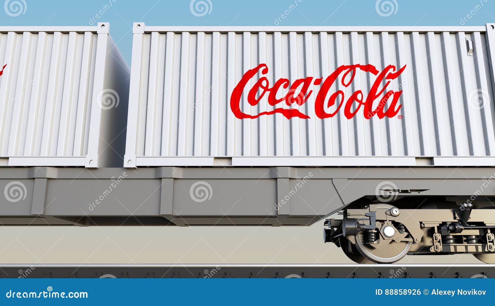 Railway Transportation of Containers with Coca-Cola Logo. Editorial 3D ...