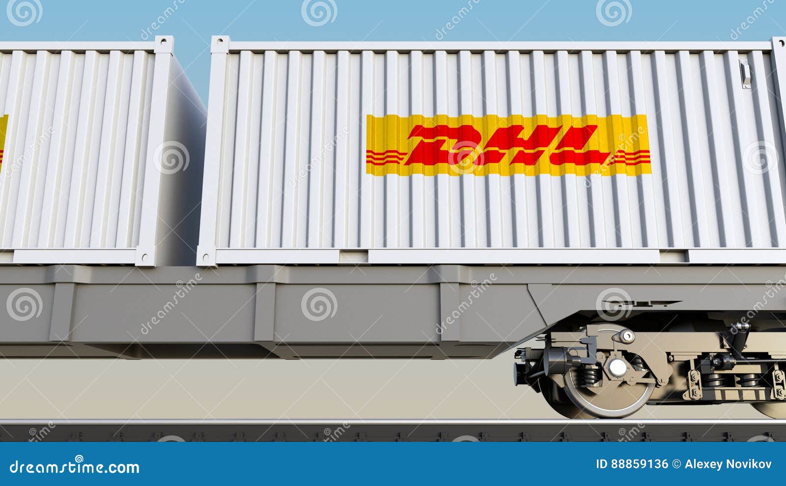 Railway Transportation of Containers with DHL Express Logo. Editorial ...