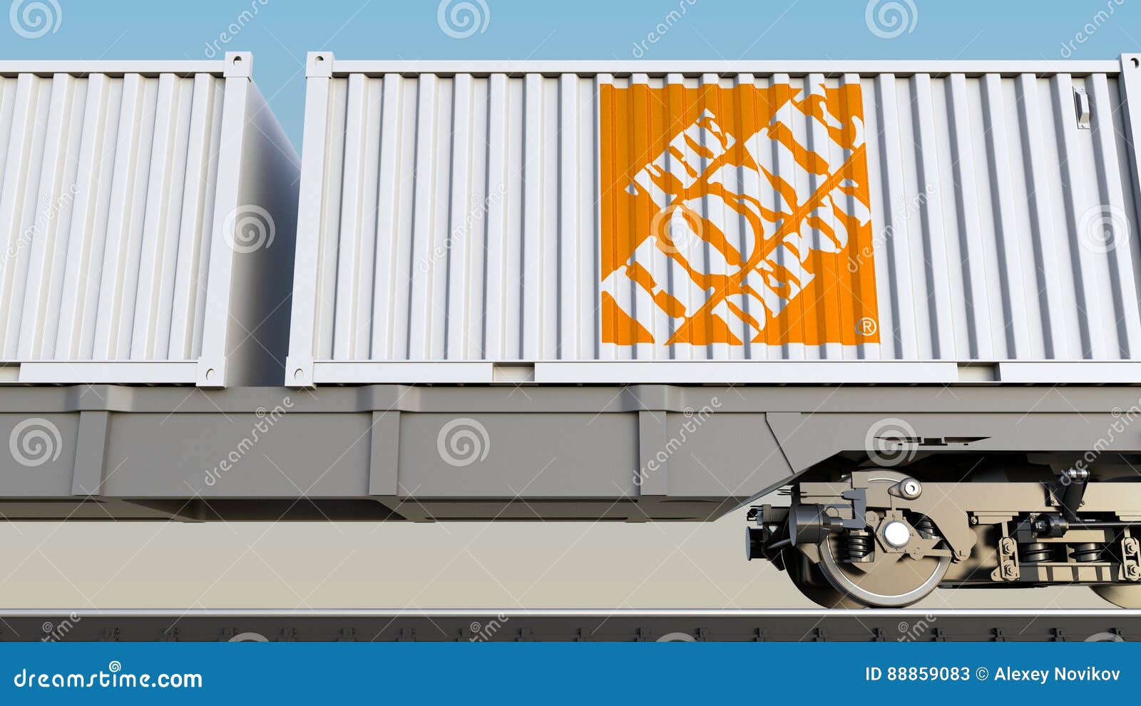 Railway Transportation of Containers with the Home Depot Logo ...