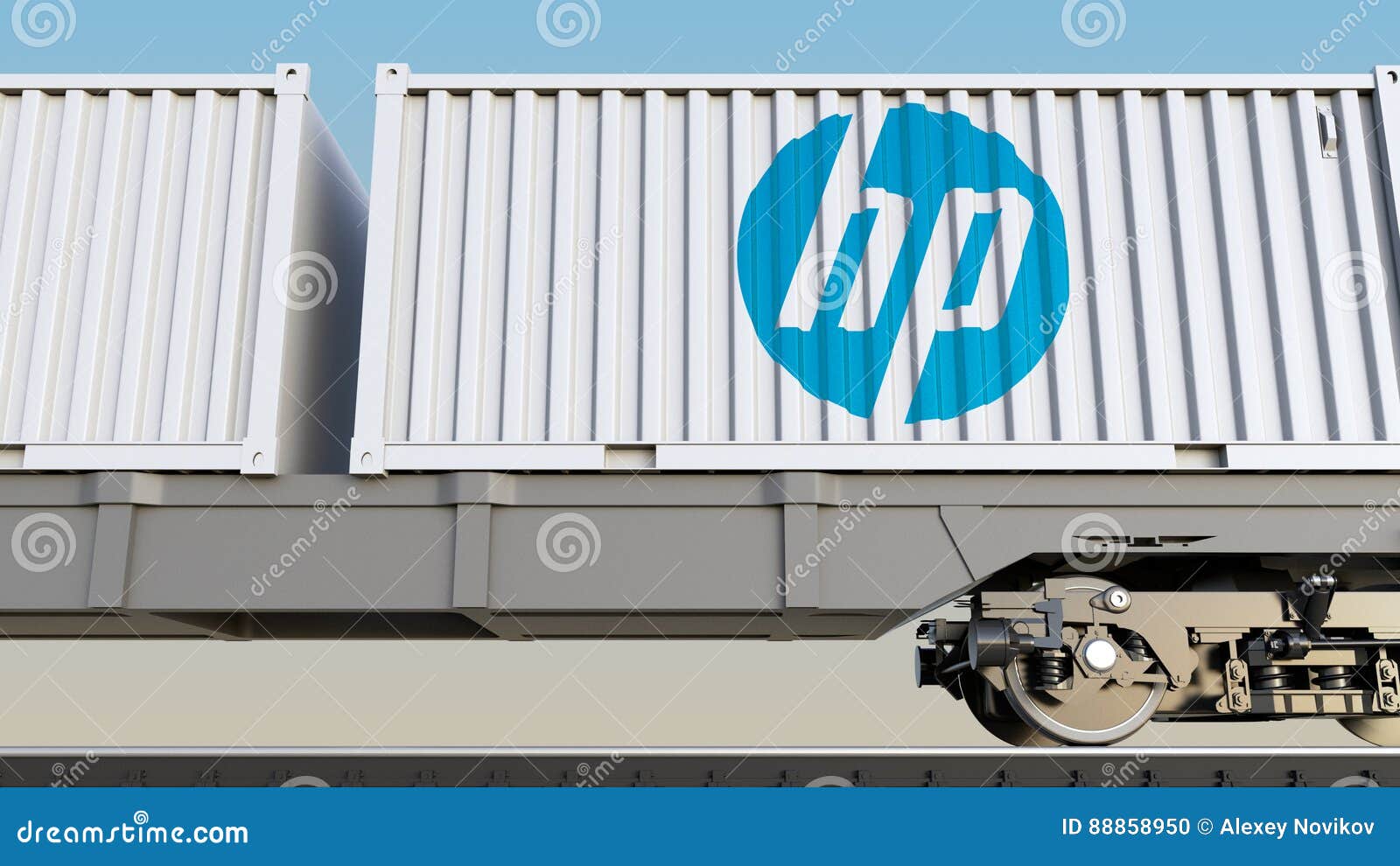 Railway Transportation of Containers with HP Inc. Logo. Editorial 3D ...
