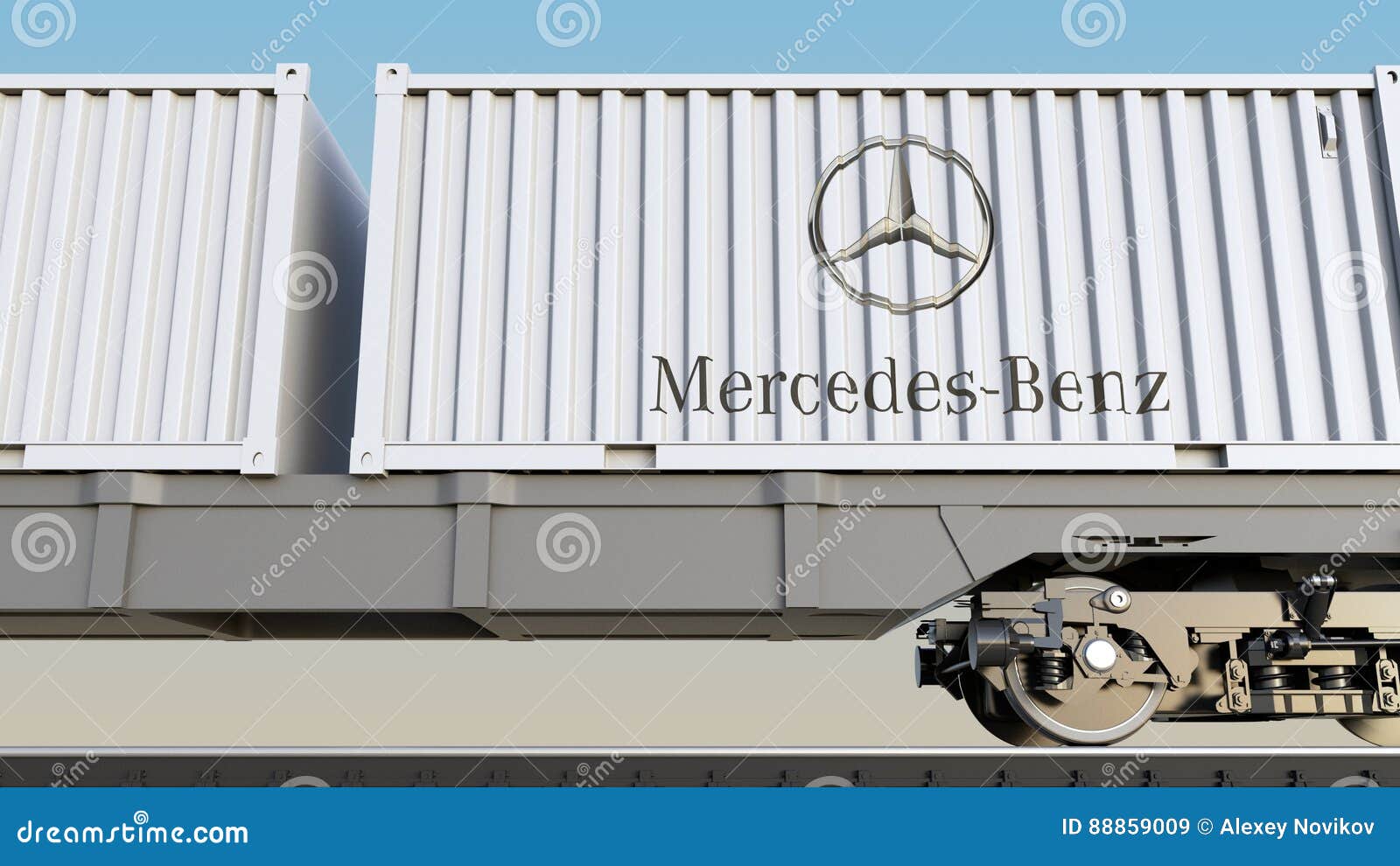 Railway Transportation of Containers with Mercedes-Benz Logo. Editorial ...