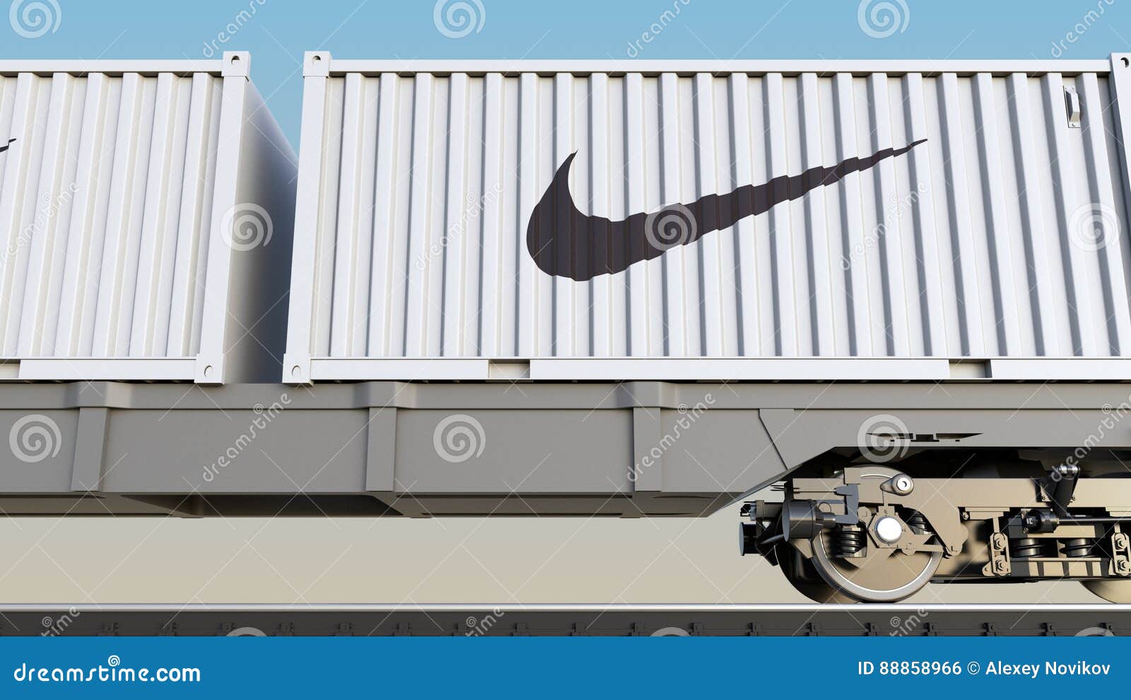 Railway Transportation of Containers with Nike Inscription and Logo ...