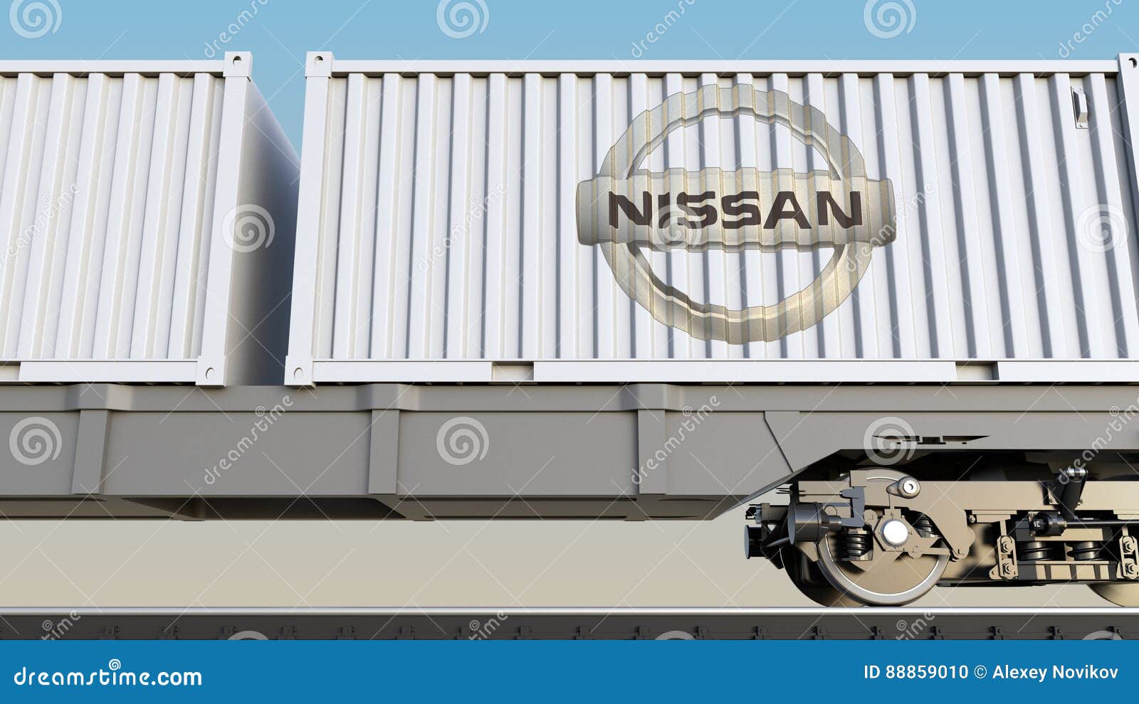 Railway Transportation of Containers with Nissan Logo. Editorial 3D ...