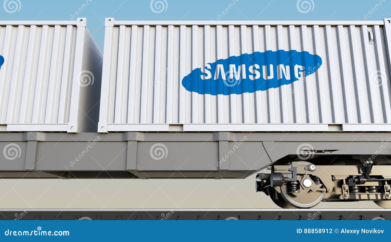 Railway Transportation of Containers with Samsung Logo. Editorial 3D ...