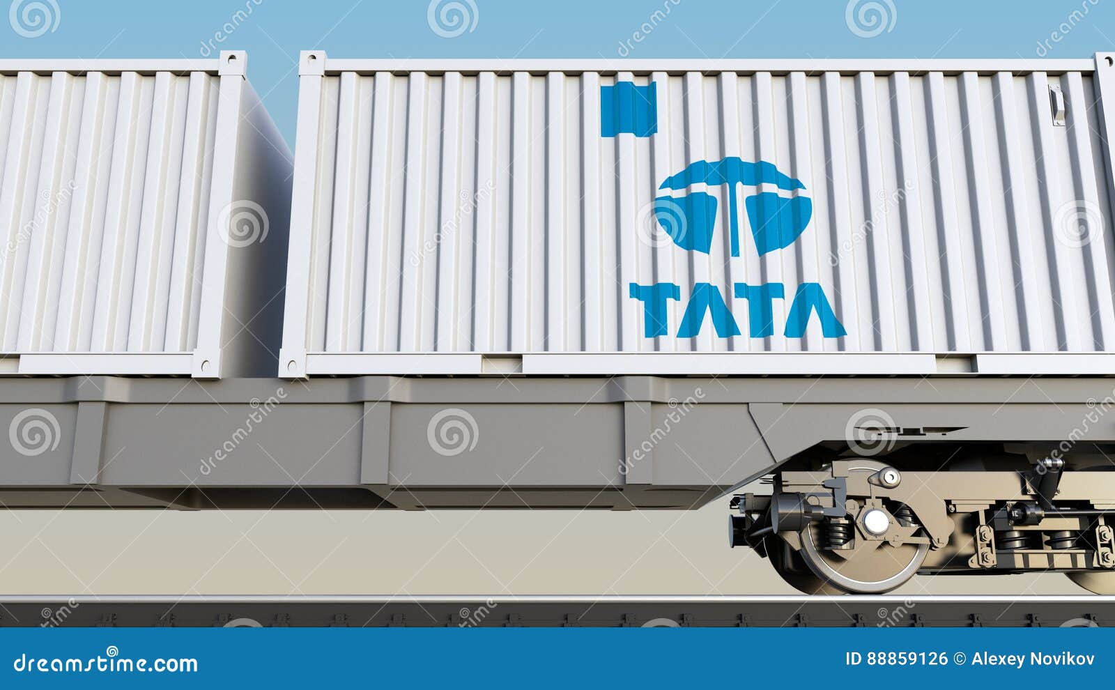 Railway Transportation of Containers with Tata Group Logo. Editorial 3D ...