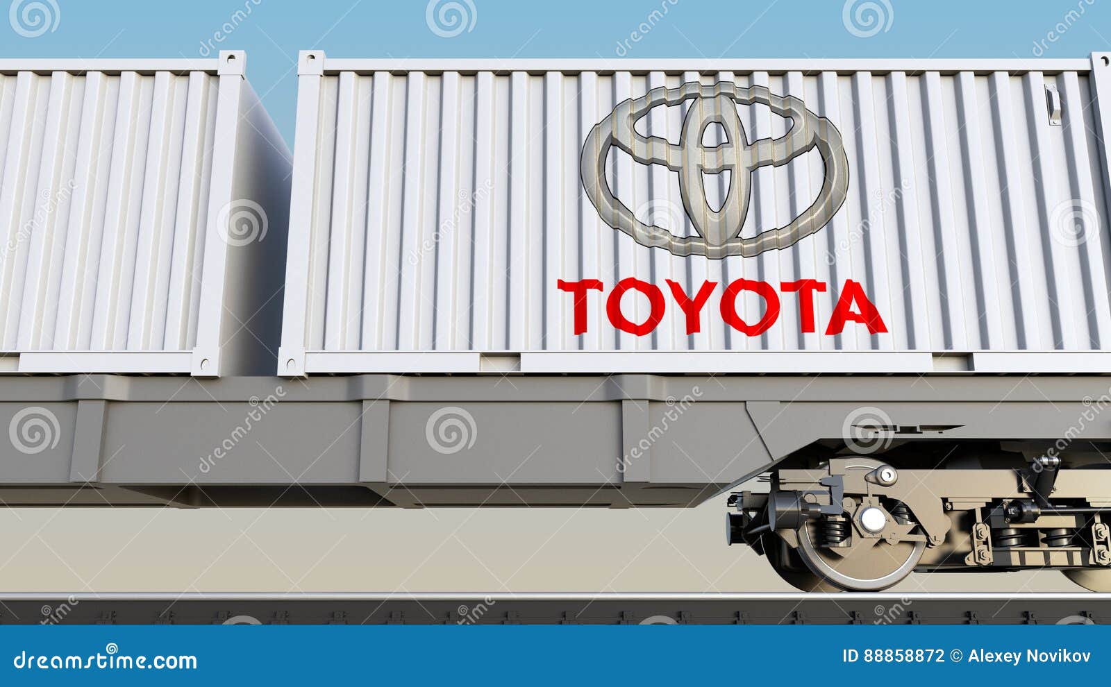 Railway Transportation of Containers with Toyota Logo. Editorial 3D ...