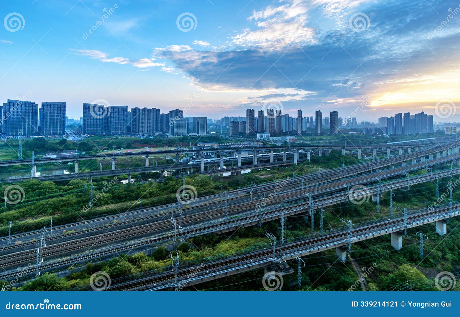 Railway transportation hub stock image. Image of perspective - 339214121
