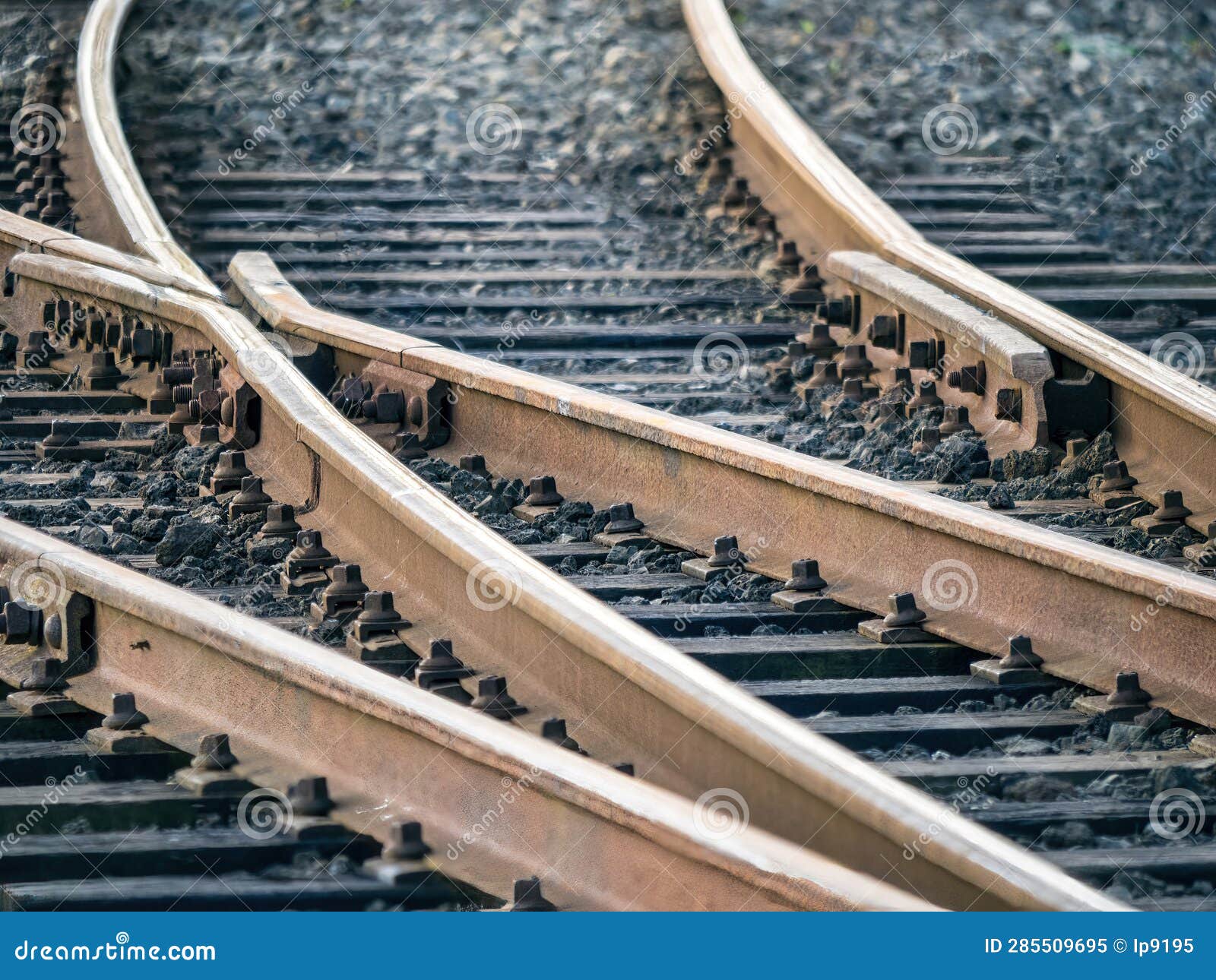 Railway Turnout with Straight and Diverging Tacks Stock Image - Image ...